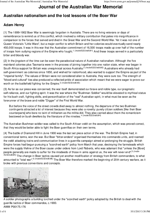 (PDF) Australian nationalism and the lost lessons of the Boer War ...
