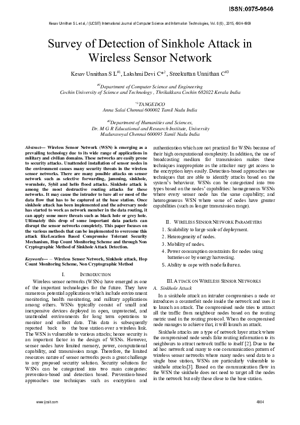 (PDF) Detection of Sinkhole Attack in Wireless Sensor Network Using Ad-hoc on-demand Distance ...