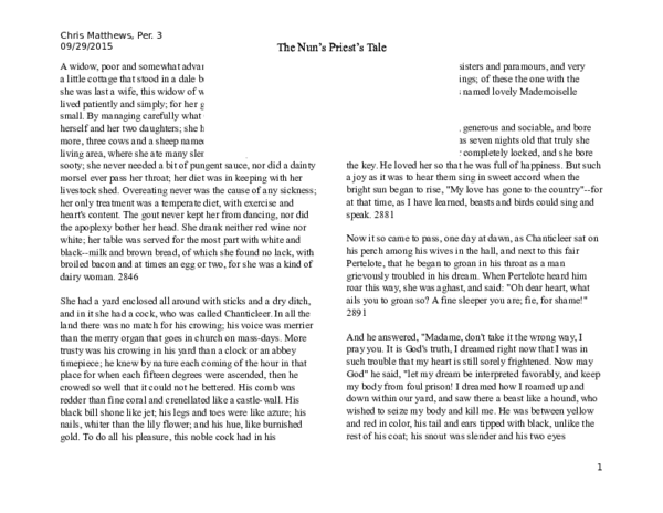 (DOC) Nuns Priests tale