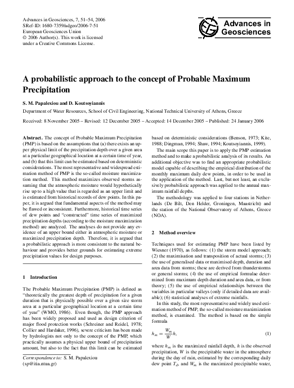 (PDF) A probabilistic approach to the concept of Probable Maximum ...