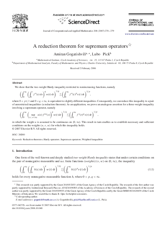 (PDF) A reduction theorem for supremum operators