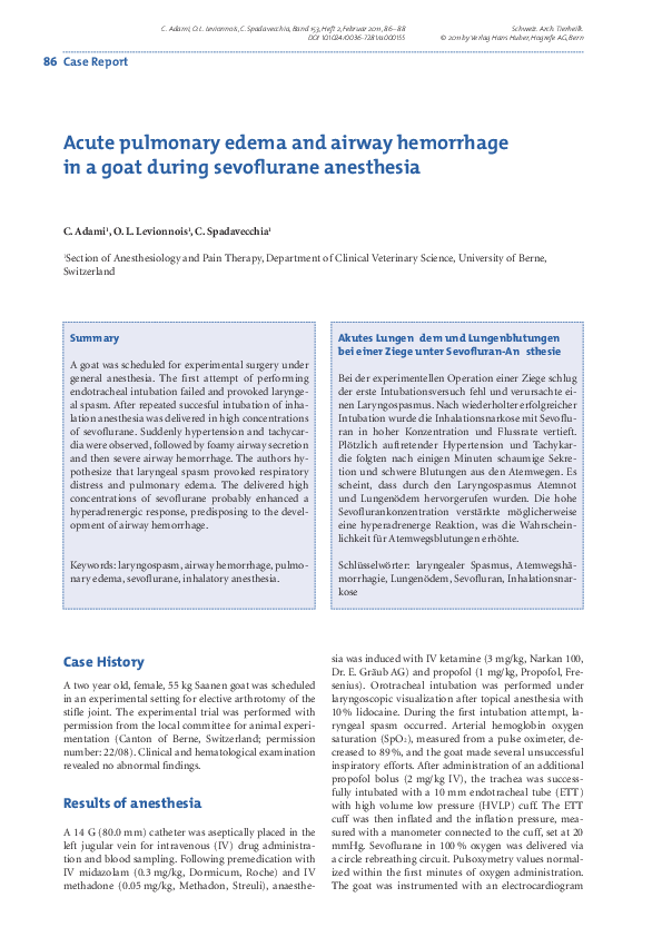 (PDF) Acute pulmonary edema and airway hemorrhage in a goat during ...