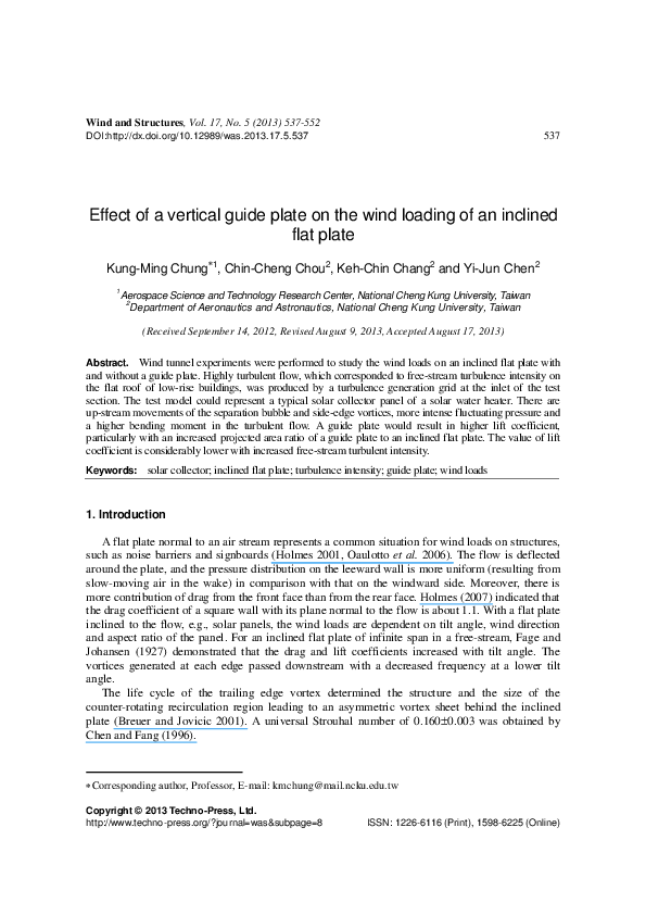 (PDF) Effect of a vertical guide plate on the wind loading of an ...
