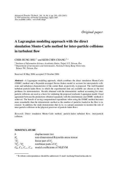 Pdf A Lagrangian Modeling Approach With The Direct Simulation Monte