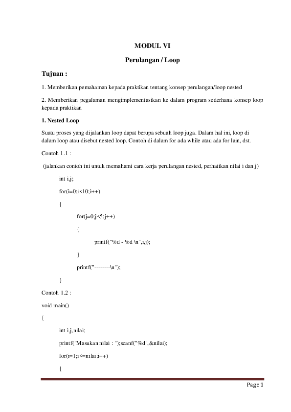 (PDF) Algoritma Pemrograman Perulangan 2