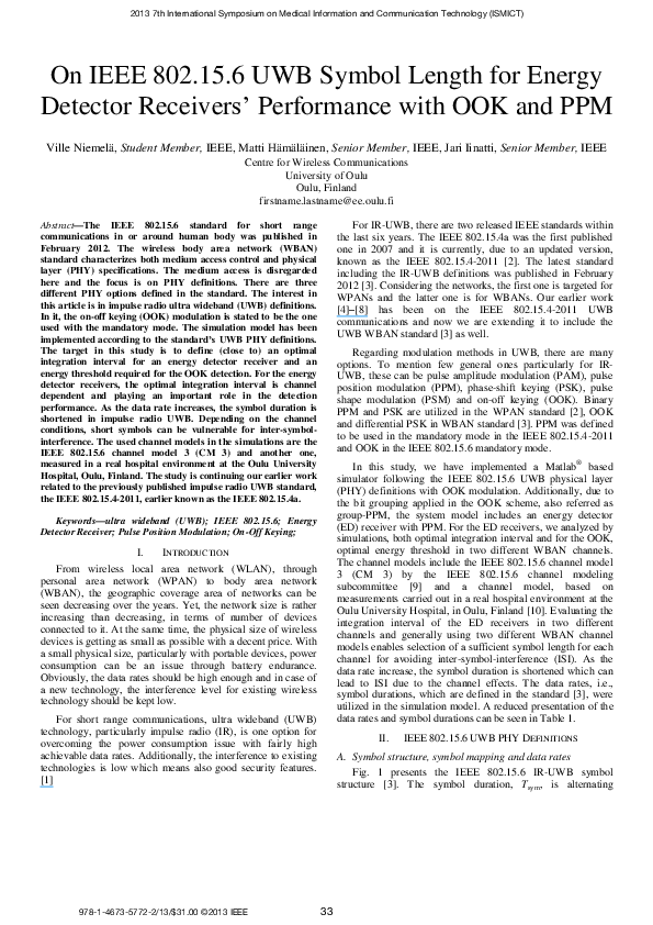 (PDF) IEEE 802.15.6 UWB Symbol Length on the Energy Detector Receiver ...
