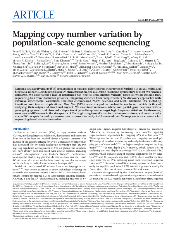 (PDF) Mapping copy number variation by population-scale genome sequencing