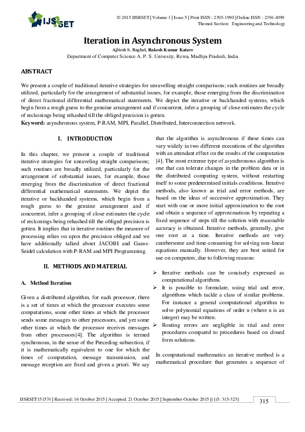 Pdf Iteration In Asynchronous System