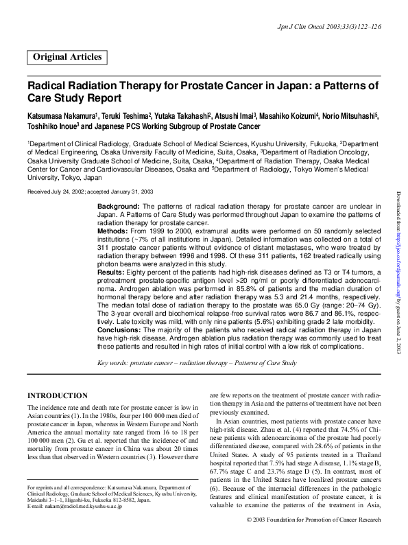 (PDF) Radical Radiation Therapy for Prostate Cancer in Japan: a ...