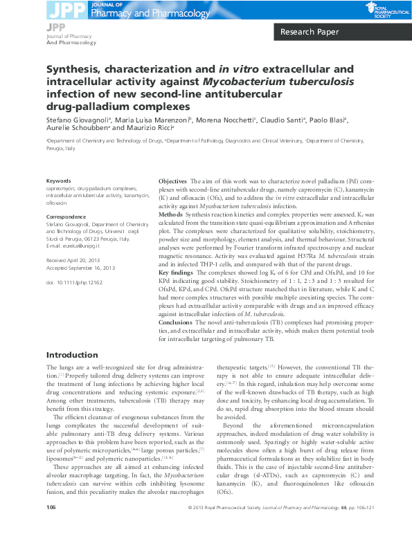 (PDF) Synthesis, characterization and in vitro extracellular and intracellular activity against ...