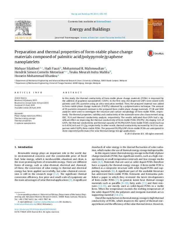 (PDF) Preparation and thermal properties of form-stable phase change ...