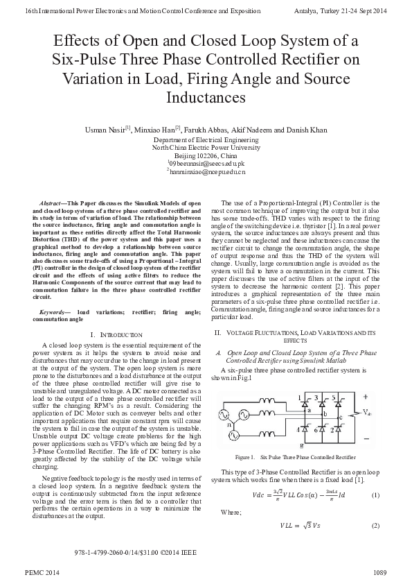 (PDF) Effects of Open and Closed Loop System of a Six Pulse three phase ...