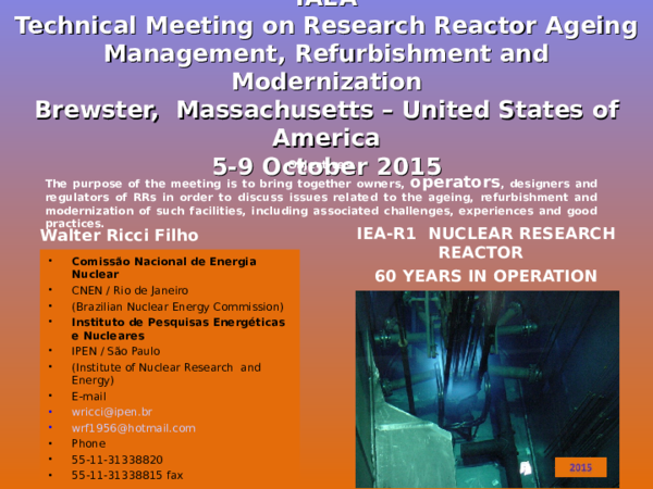 (PPT) IEA-R1 NUCLEAR RESEARCH REACTOR - 60 YEARS IN OPERATION