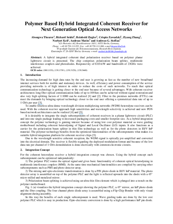 (PDF) Polymer Based Hybrid Integrated Coherent Receiver for Next ...