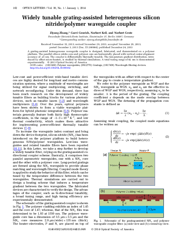 (PDF) Widely tunable grating-assisted heterogeneous silicon nitride ...