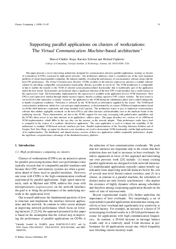 (PDF) Supporting parallel applications on clusters of workstations: The Virtual Communication ...