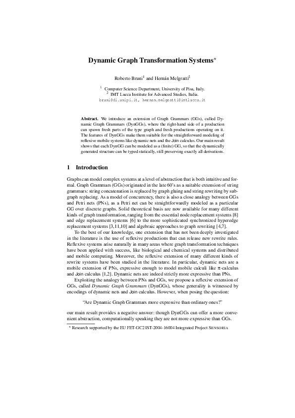 (PDF) Dynamic graph transformation systems