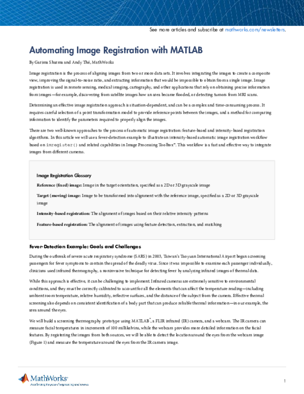 (PDF) Automating Image Registration with MATLAB
