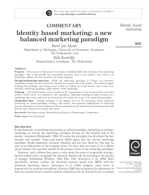 (PDF) Identity based marketing: a new marketing paradigm