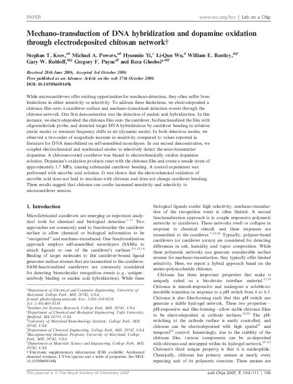 (PDF) Mechano-transduction of DNA hybridization and dopamine oxidation ...