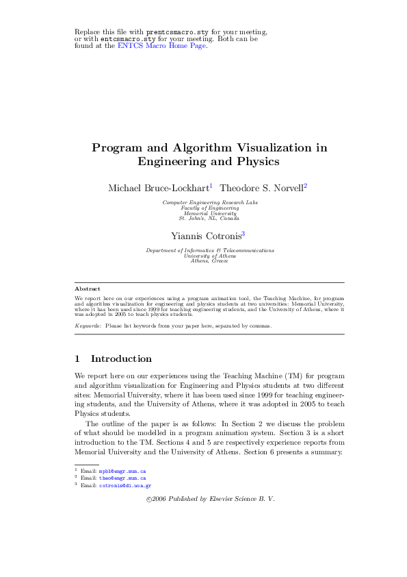 (PDF) Program and Algorithm Visualization in Engineering and Physics