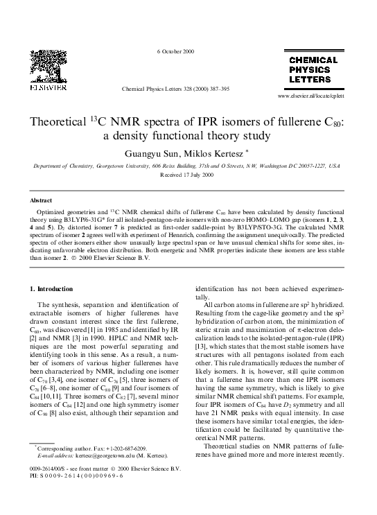 (PDF) Theoretical NMR spectra of IPR isomers of fullerene C80: a ...