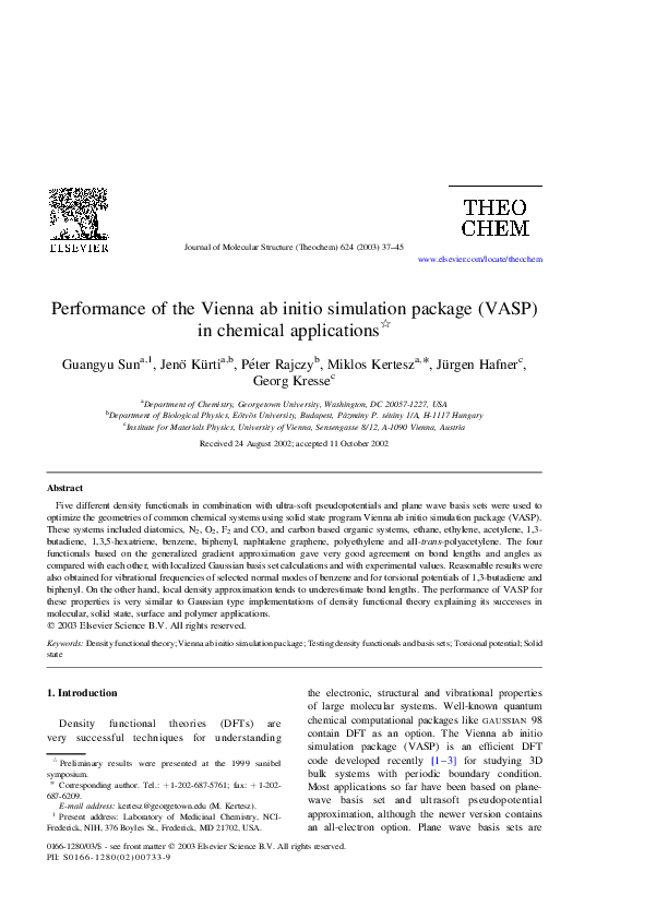 Pdf Performance Of The Vienna Ab Initio Simulation Package Vasp In