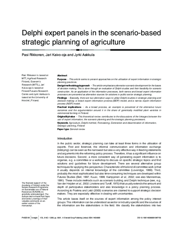 (PDF) Delphi expert panels in the scenario-based strategic planning of ...