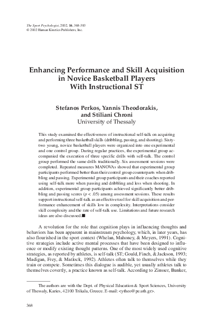 (PDF) Enhancing performance and skill acquisition in novice basketball ...