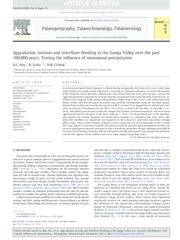 (PDF) Aggradation, incision and interfluve flooding in the Ganga Valley ...
