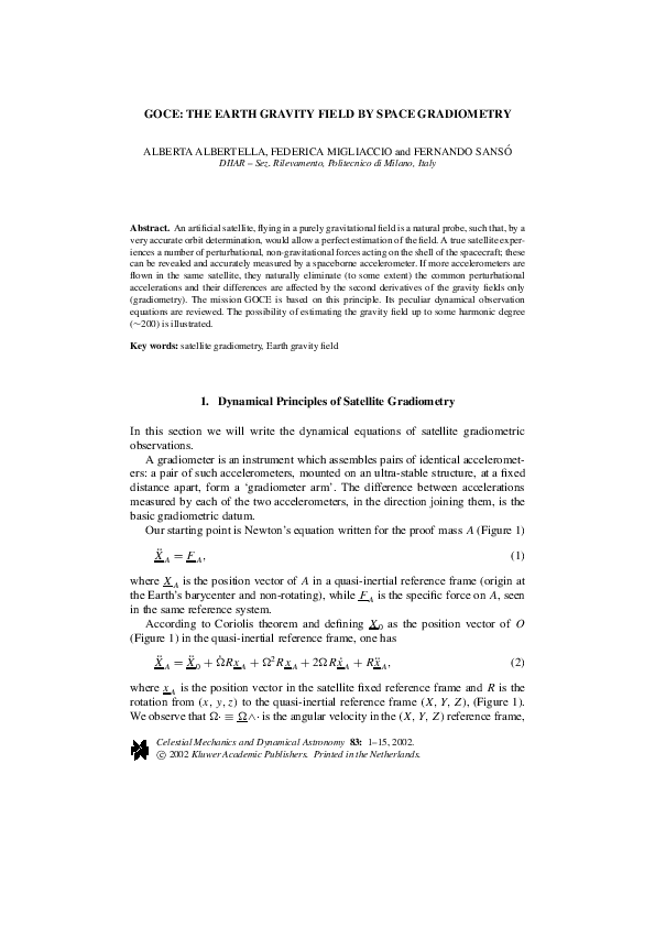 (PDF) GOCE: The Earth Gravity Field by Space Gradiometry