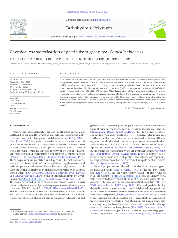 (PDF) Chemical characterization of pectin from green tea (Camellia ...
