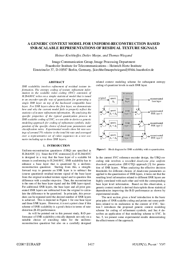(PDF) A generic context model for uniform-reconstruction based SNR-scalable representations of ...