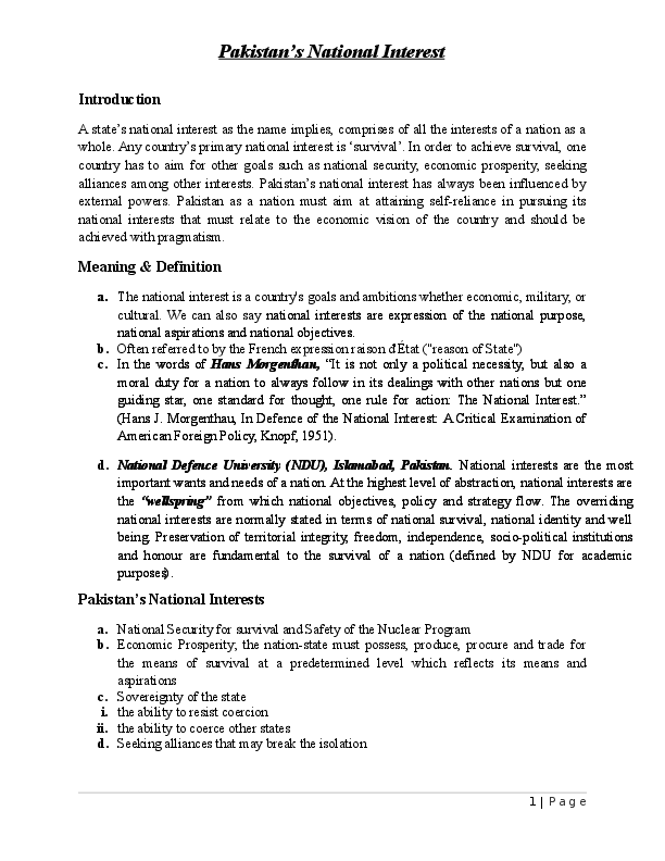 (DOC) national interest of pakistan