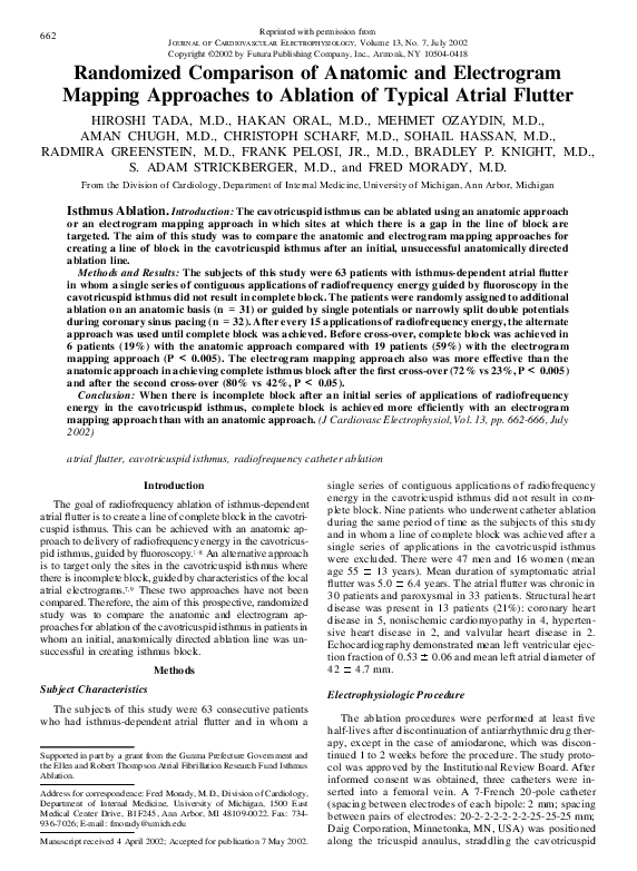 (PDF) Randomized Comparison of Anatomic and Electrogram Mapping Approaches to Ablation of ...