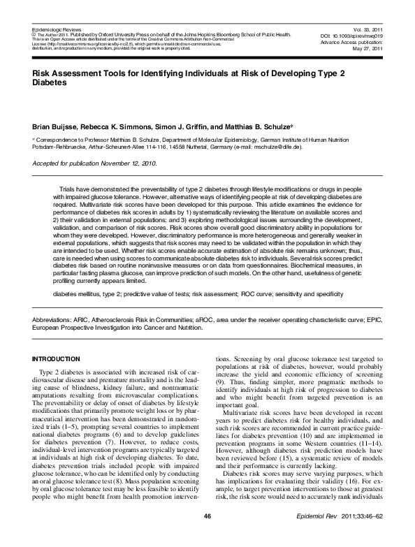 (PDF) Risk Assessment Tools for Identifying Individuals at Risk of ...