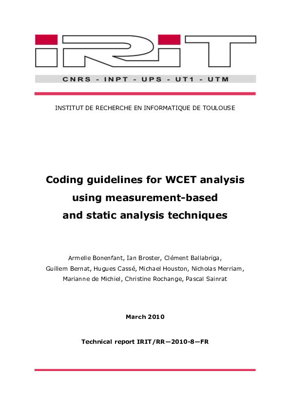 Pdf Coding Guidelines For Wcet Analysis Using Measurement Based And