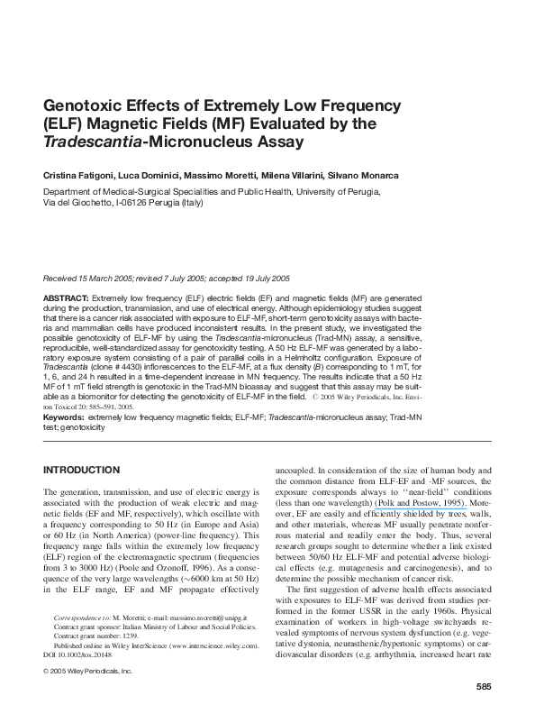 (PDF) Genotoxic effects of extremely low frequency (ELF) magnetic fields (MF) evaluated by ...