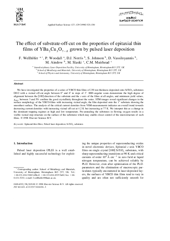 (PDF) The effect of substrate-off-cut on the properties of epitaxial ...
