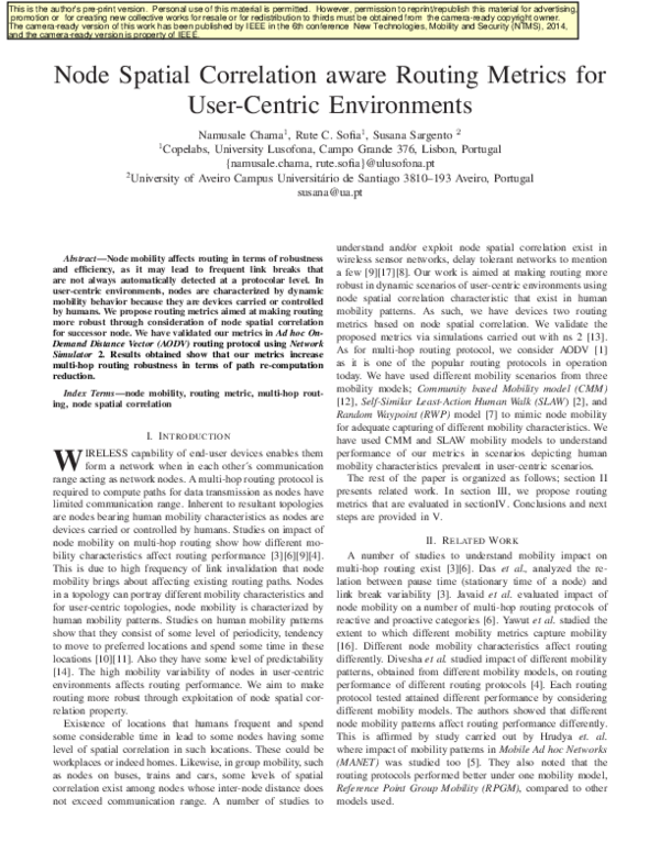 Pdf Node Spatial Correlation Aware Routing Metrics For User Centric Environments Namusale