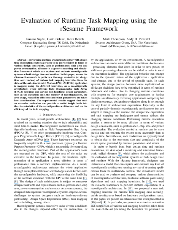 Pdf Evaluation Of Runtime Task Mapping Using The Rsesame Framework
