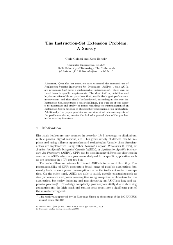 (PDF) The Instruction-Set Extension Problem