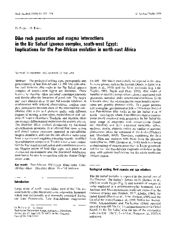(PDF) Dike rock generation and magma interactions in the Bir Safsaf ...
