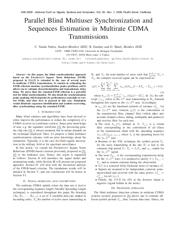 (PDF) Parallel Blind Multiuser Synchronization and Sequences Estimation in Multirate CDMA ...