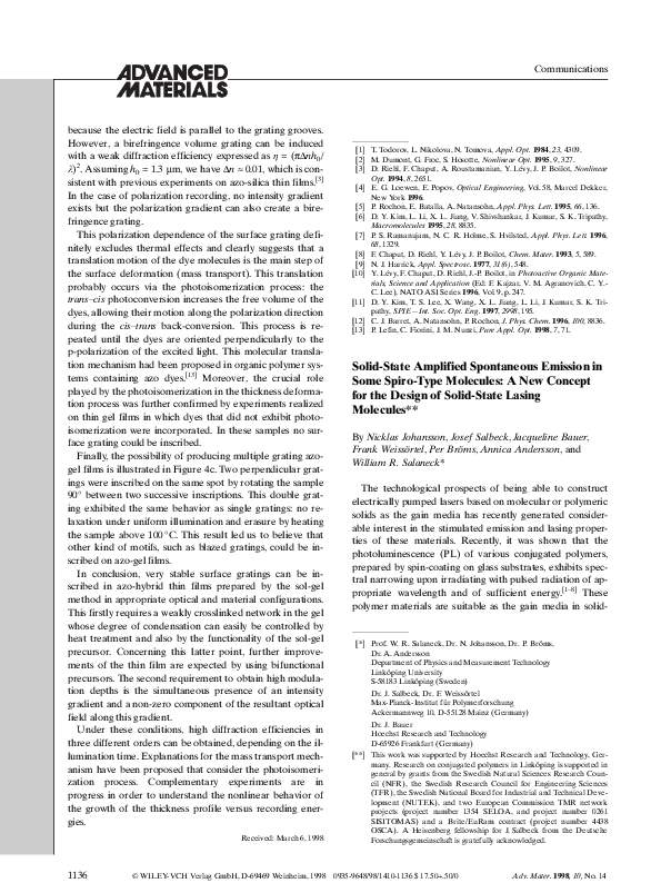 (PDF) Solid-State Amplified Spontaneous Emission in Some Spiro-Type ...