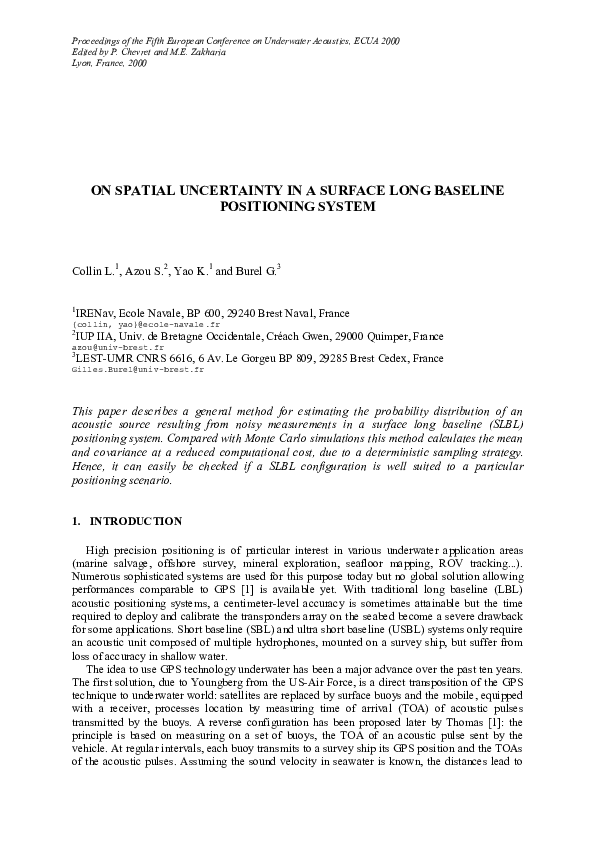 (PDF) ON SPATIAL UNCERTAINTY IN A SURFACE LONG BASELINE POSITIONING SYSTEM