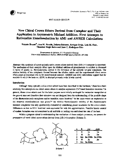 (PDF) New chiral crown ethers derived from camphor and their ...