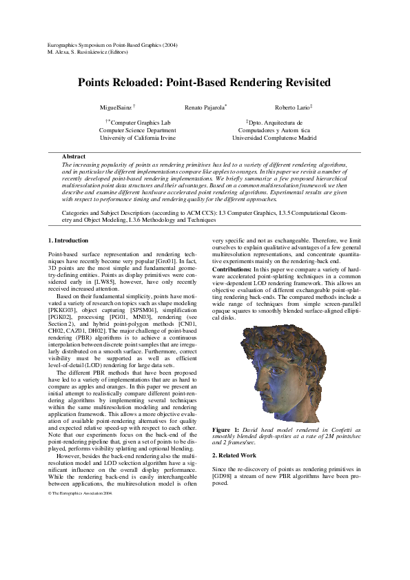 Pdf Points Reloaded Point Based Rendering Revisited