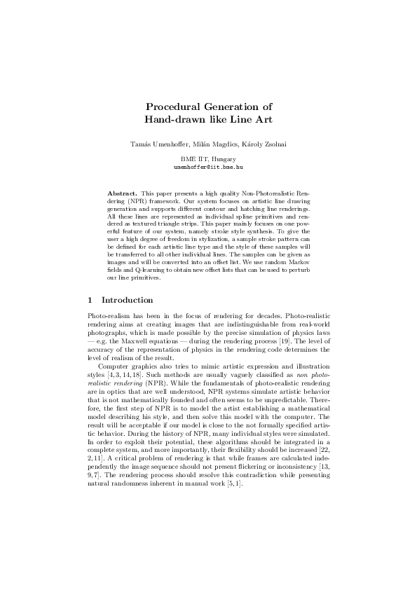 (PDF) Procedural Generation of Hand-drawn like Line Art