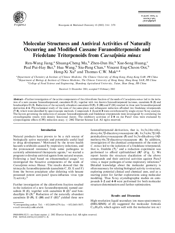 (PDF) Molecular structures and antiviral activities of naturally ...